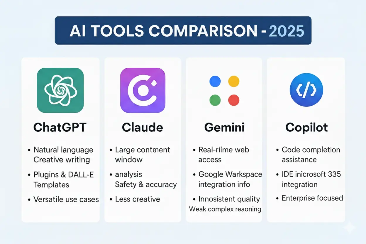 Best AI Tools 2025: Complete Comparison Guide (ChatGPT vs Claude vs Gemini)